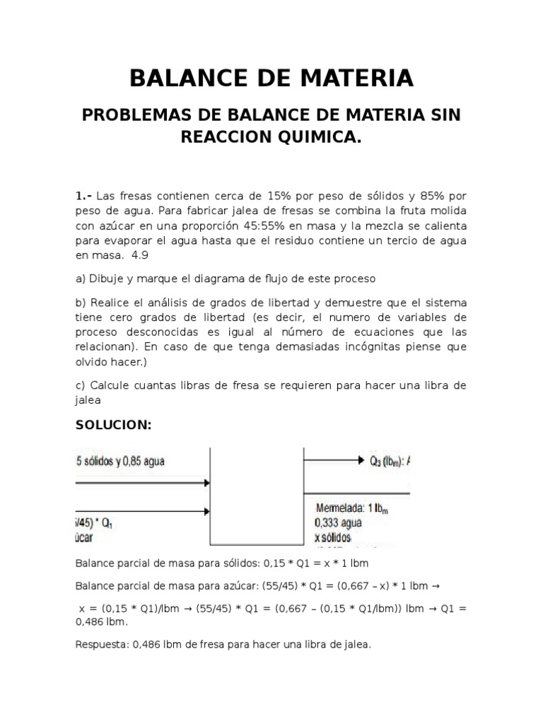 Problemas de Balance de Materia Con Solucion | PDF | Destilación | Amoníaco