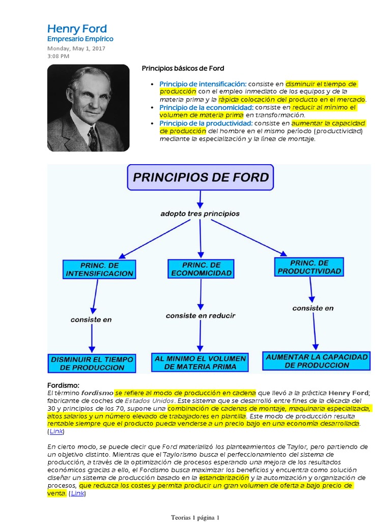 Henry Ford - Teorías de Las Organizaciones | PDF | Mercado (economía ...