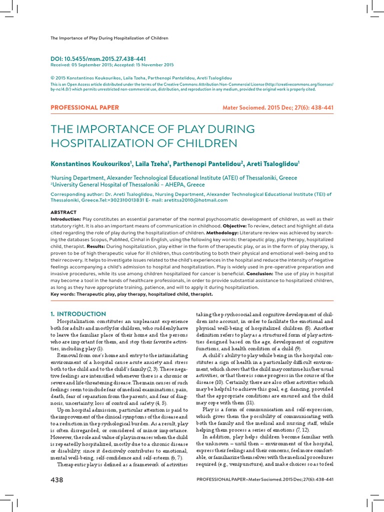 The Importance of Play | PDF | Surgery | Play Therapy