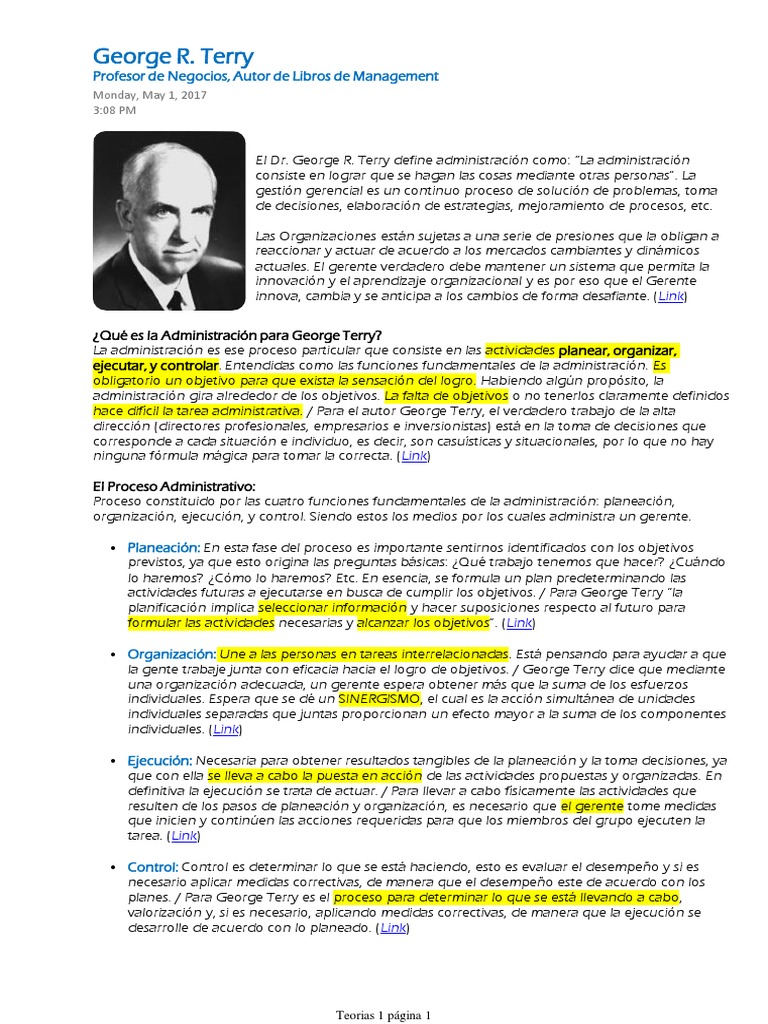George R. Terry - Teoría de Las Organicaciones | PDF | Planificación ...