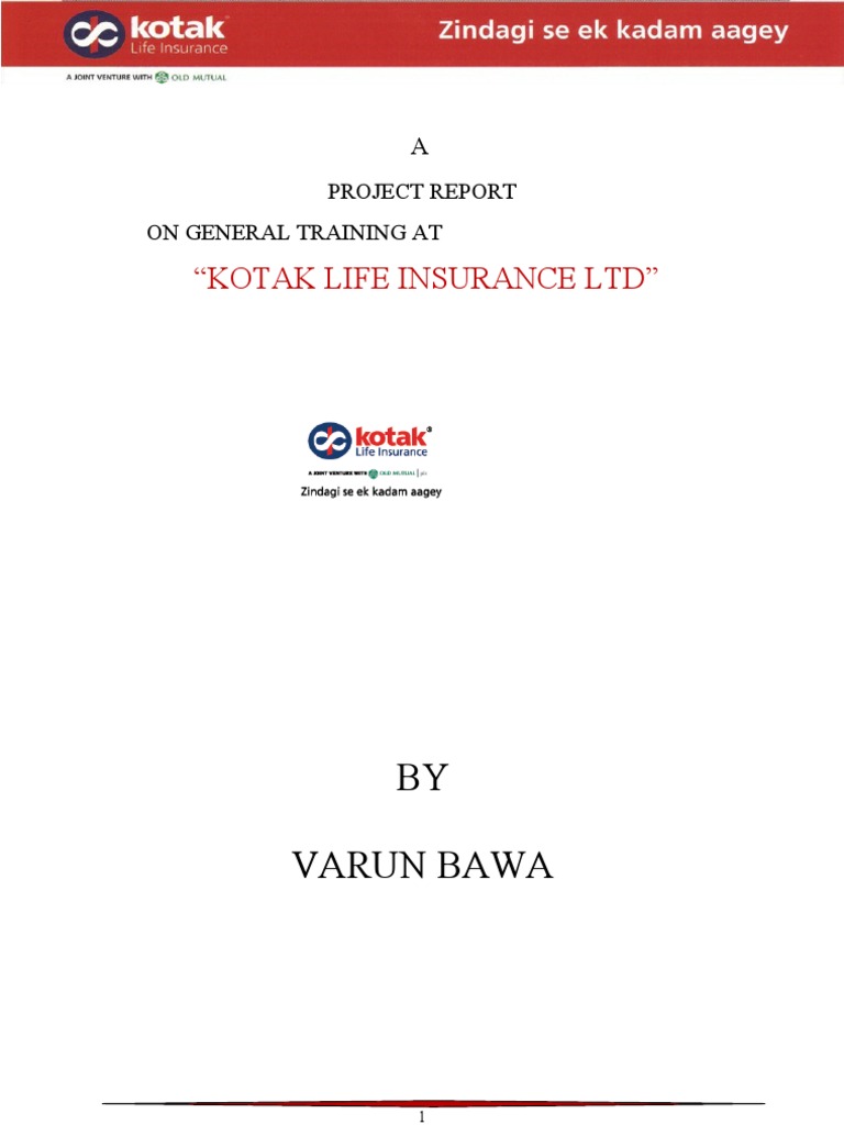 A Project Report On Kotak Insurance | PDF | Insurance | Marketing Research