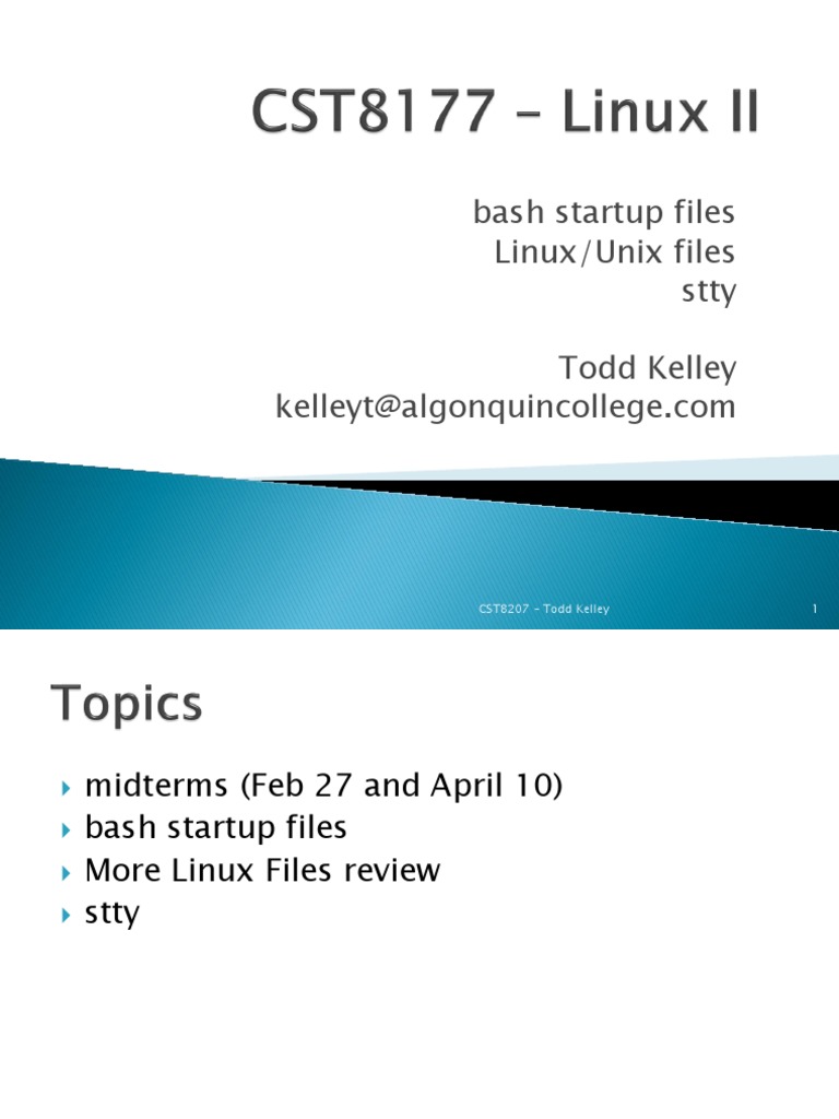 Bash Startup Files Linux/Unix Files Stty Todd Kelley | PDF | Utility ...