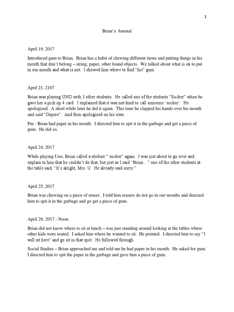 Brians Social Skills Journal | PDF