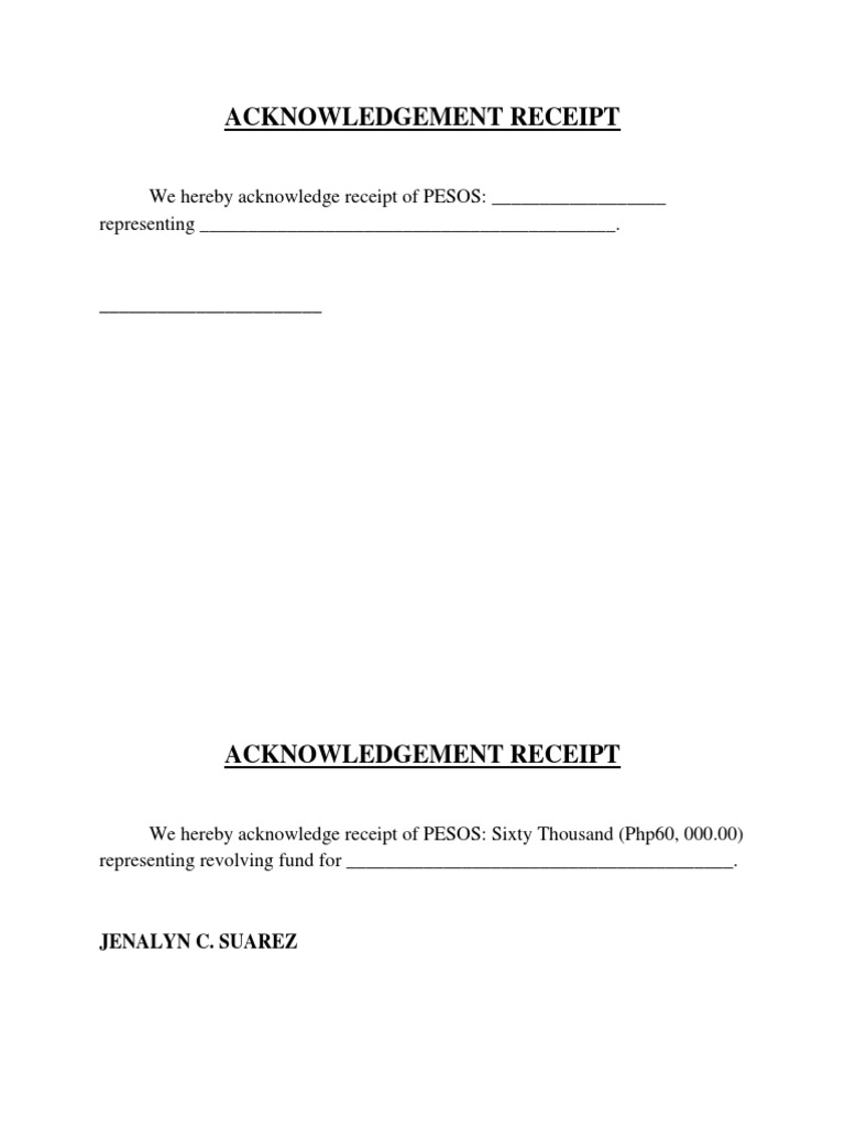 Acknowledgement Receipt for Funds | PDF