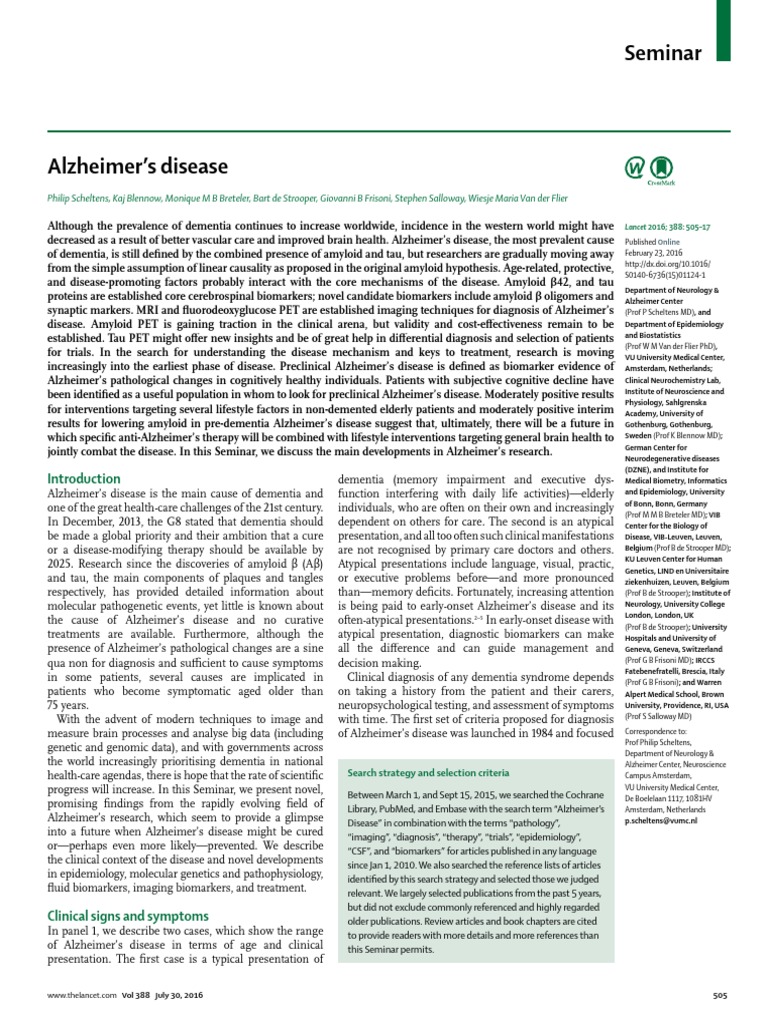 Research Paper: Alzheimer's Disease | Amyloid Beta | Alzheimer's Disease