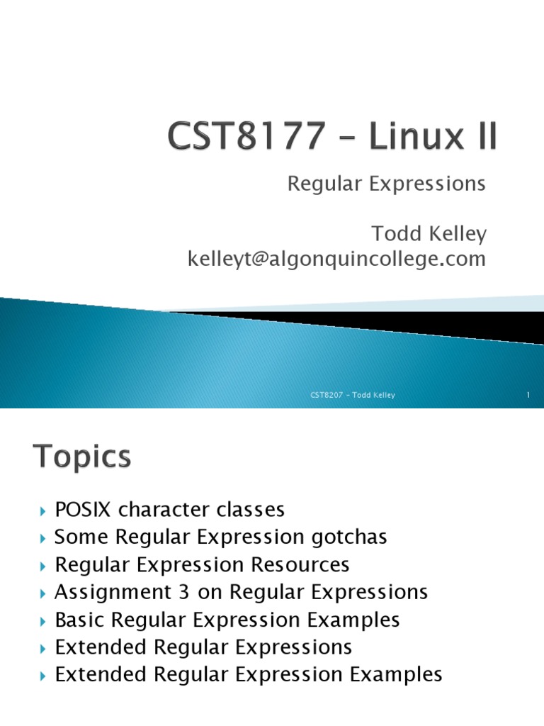 Regular Expressions Todd Kelley | PDF | Regular Expression | Ascii