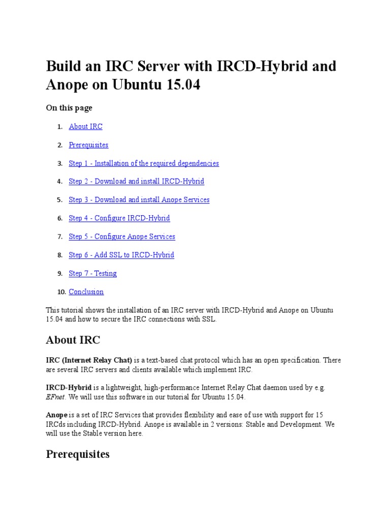 Build An IRC Server With IRCD | PDF | Internet Relay Chat | Communications Protocols