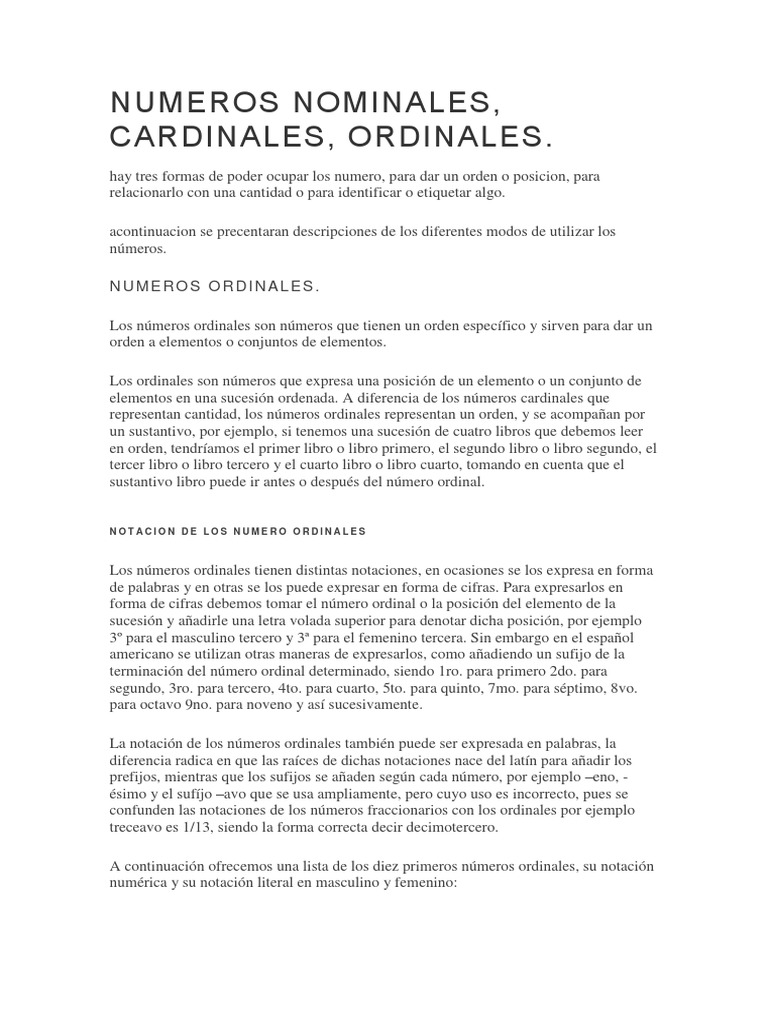 Temario Ascenso Evaluacion Docente Numeros Ordinal Cardinal Nominal ...