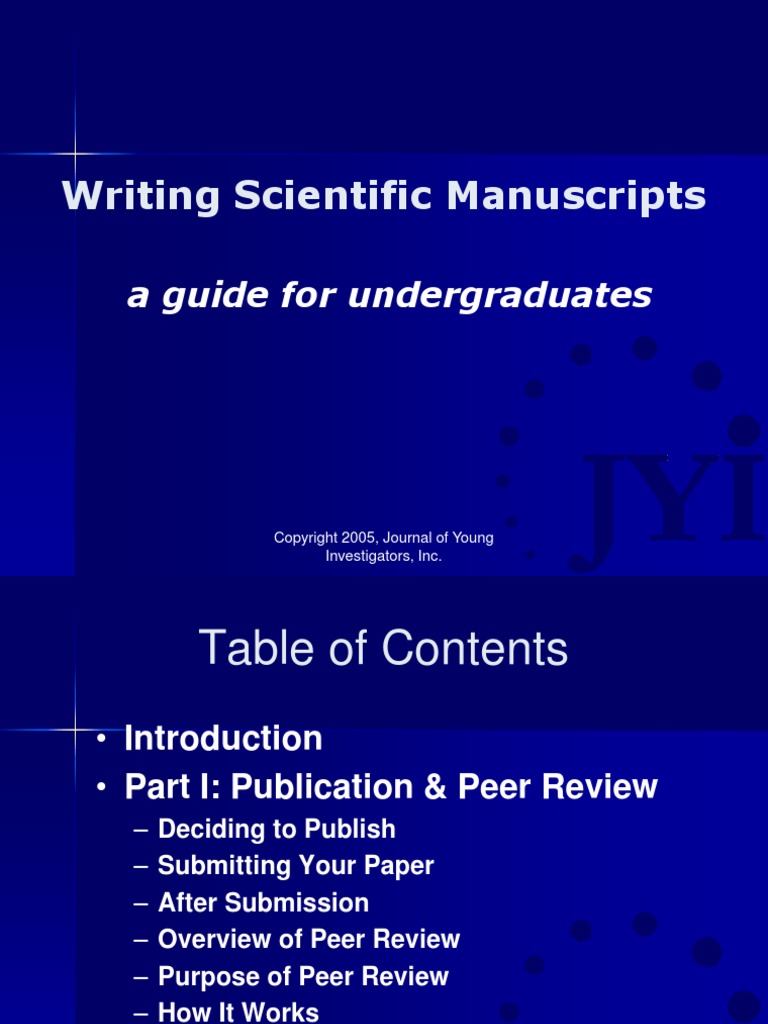 Writing Scientific Manuscripts: A Guide For Undergraduates | PDF ...