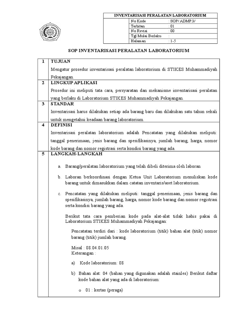 SOP 3. Inventaris | PDF