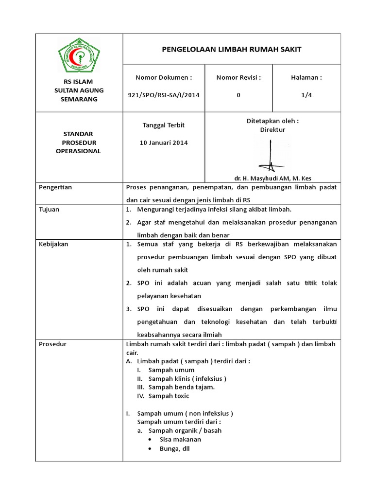 Spo Pengelolaan Limbah | PDF