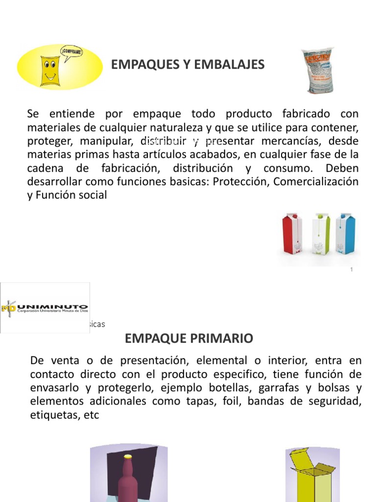 Tipos Y Funciones Del Empaque Pdf Papel Cartón