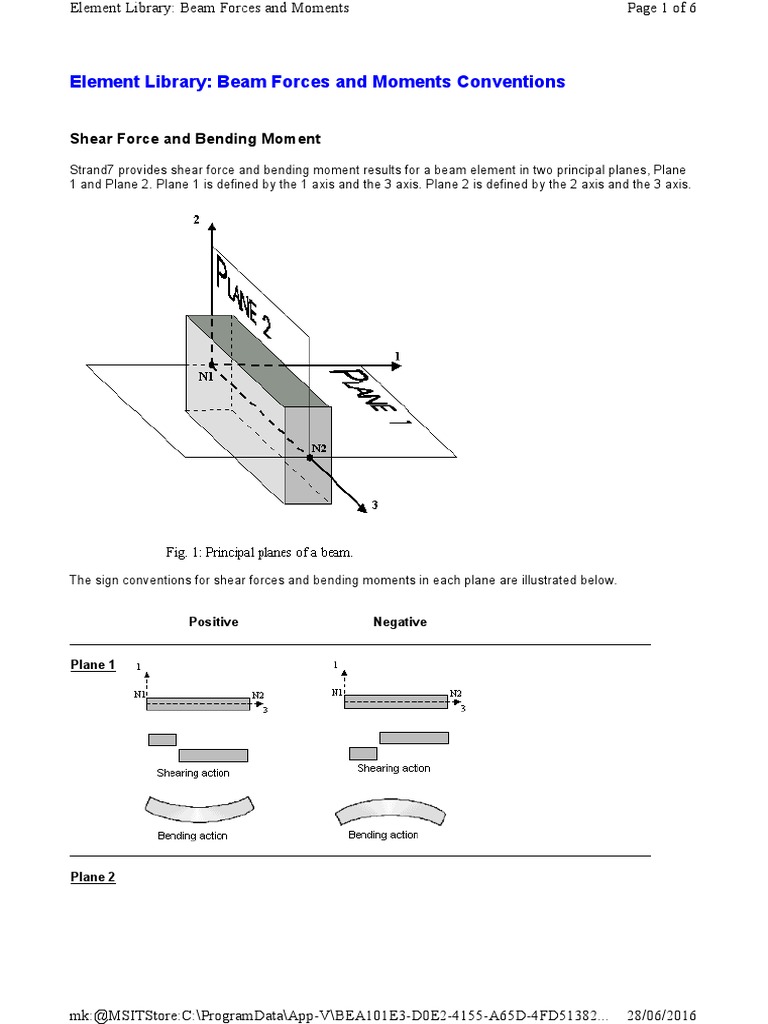 Strand7 Beam Forces & Moments Conventions | PDF | Beam (Structure ...