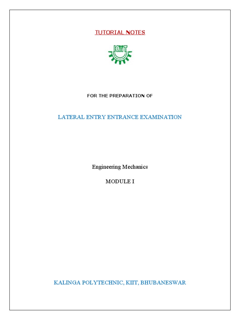 Lateral Entry Exam Mechanics Notes | PDF | Force | Angle