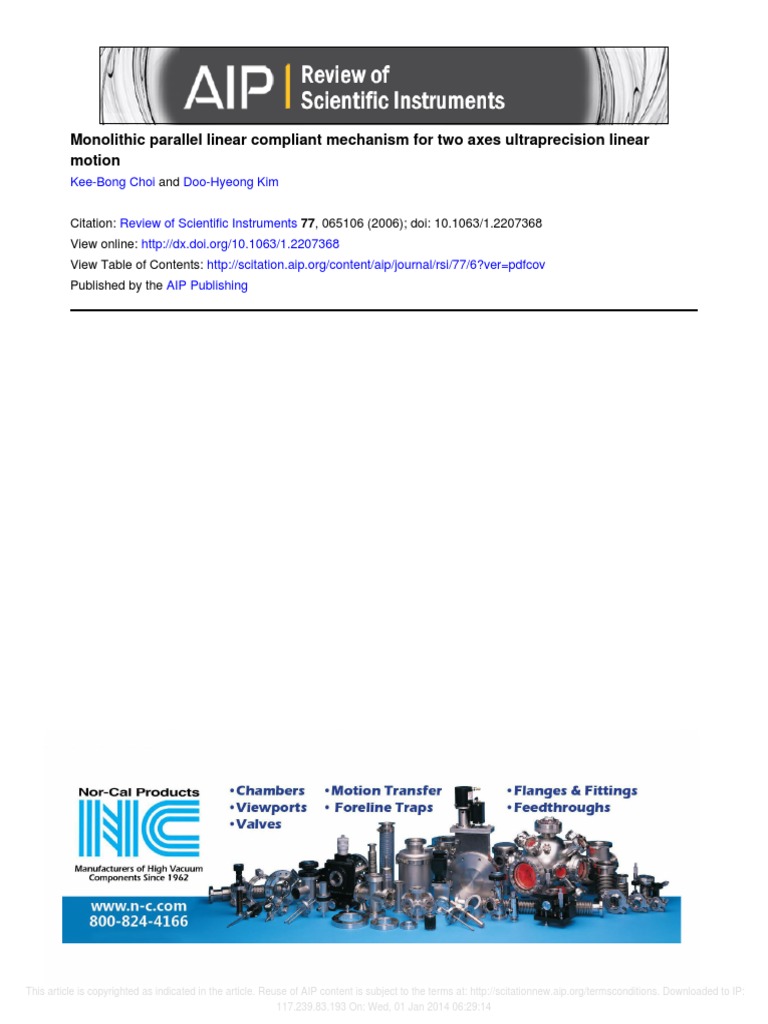 Monolithic Parallel Linear Compliant Mechanism For Two Axes ...