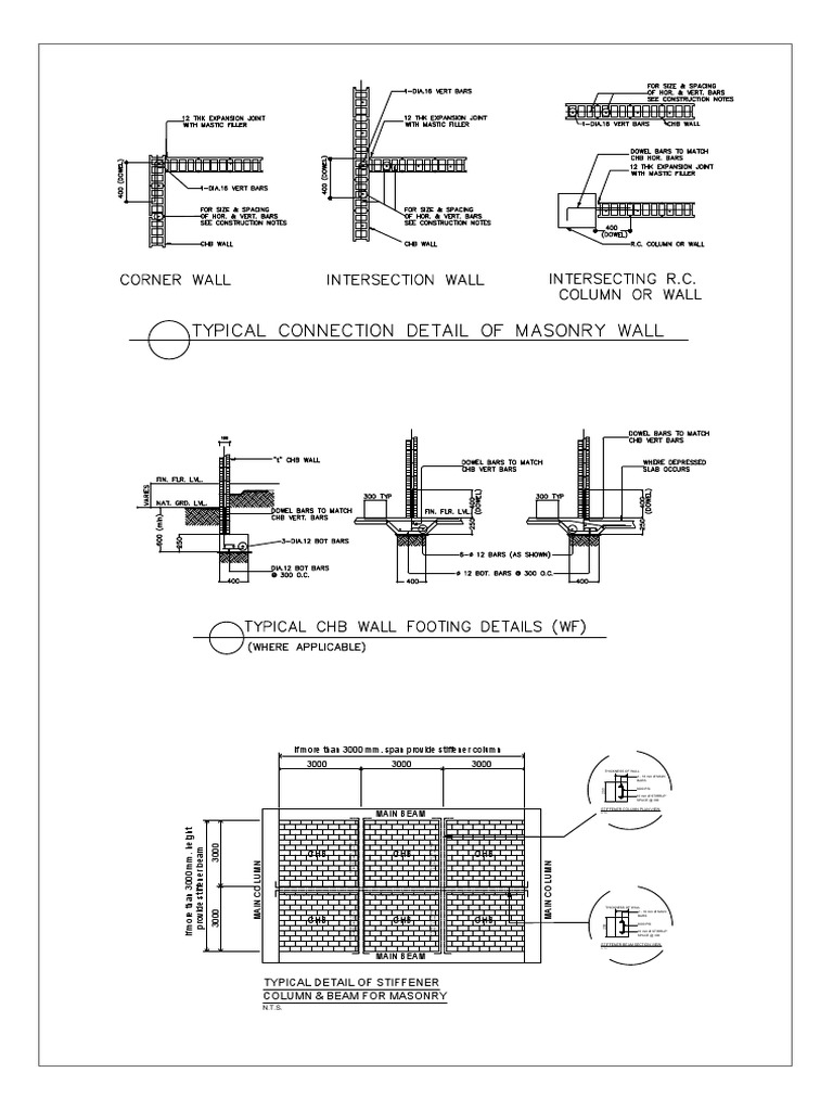 Typical Detail of Stiffener Column & Beam For Masonry: If More Than ...