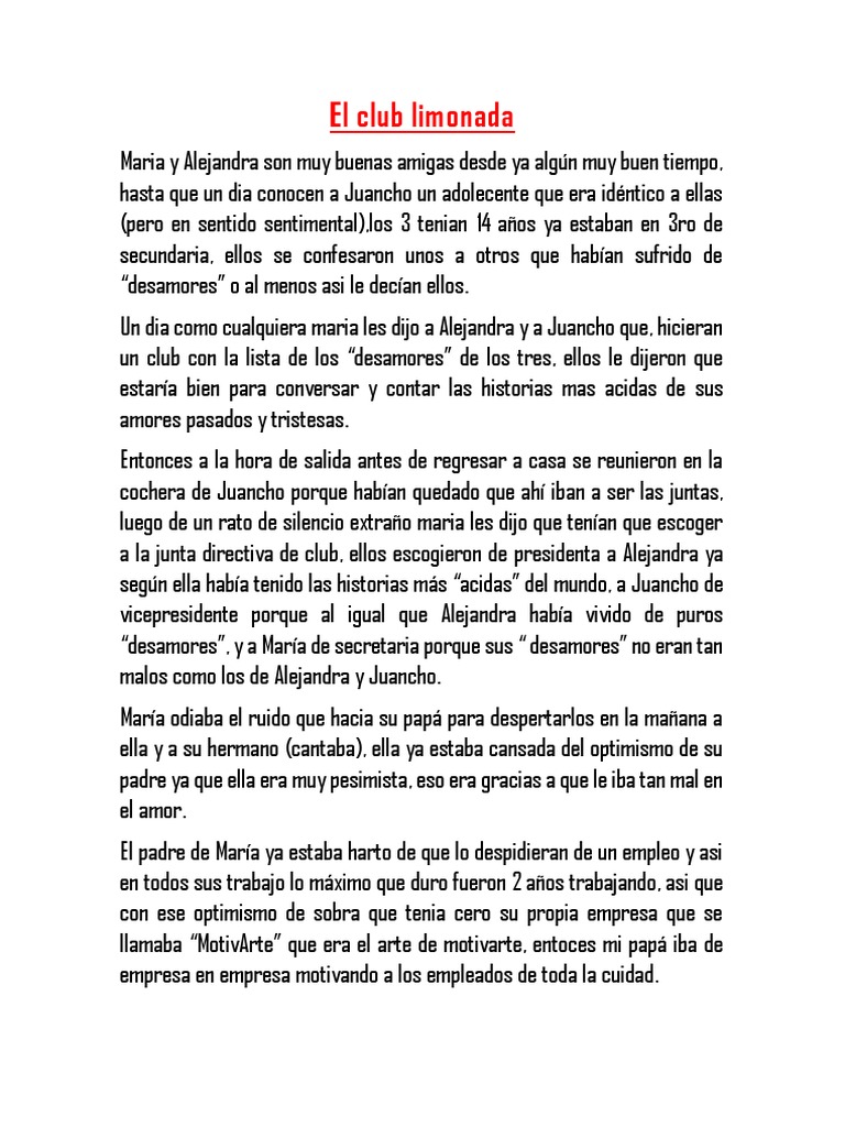 Resumen El Club Limonada | PDF
