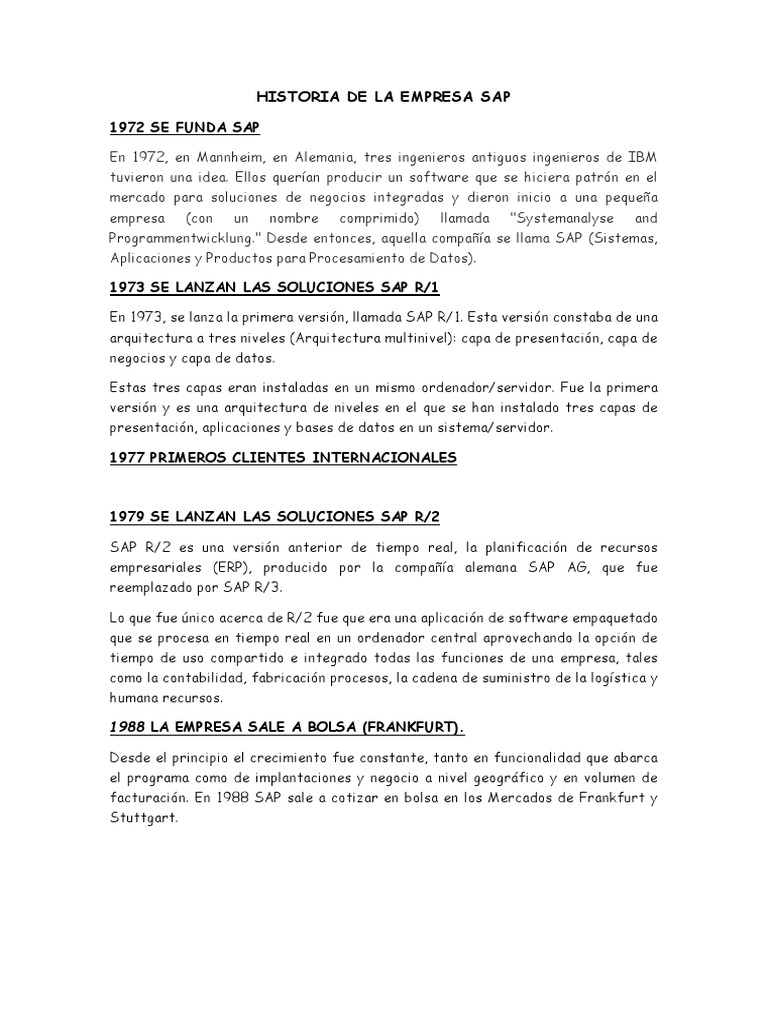Historia de La Empresa Sap | PDF | Sap Se | Informática