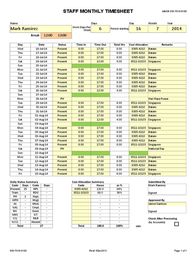 Reference Timesheet Sample | PDF | Business