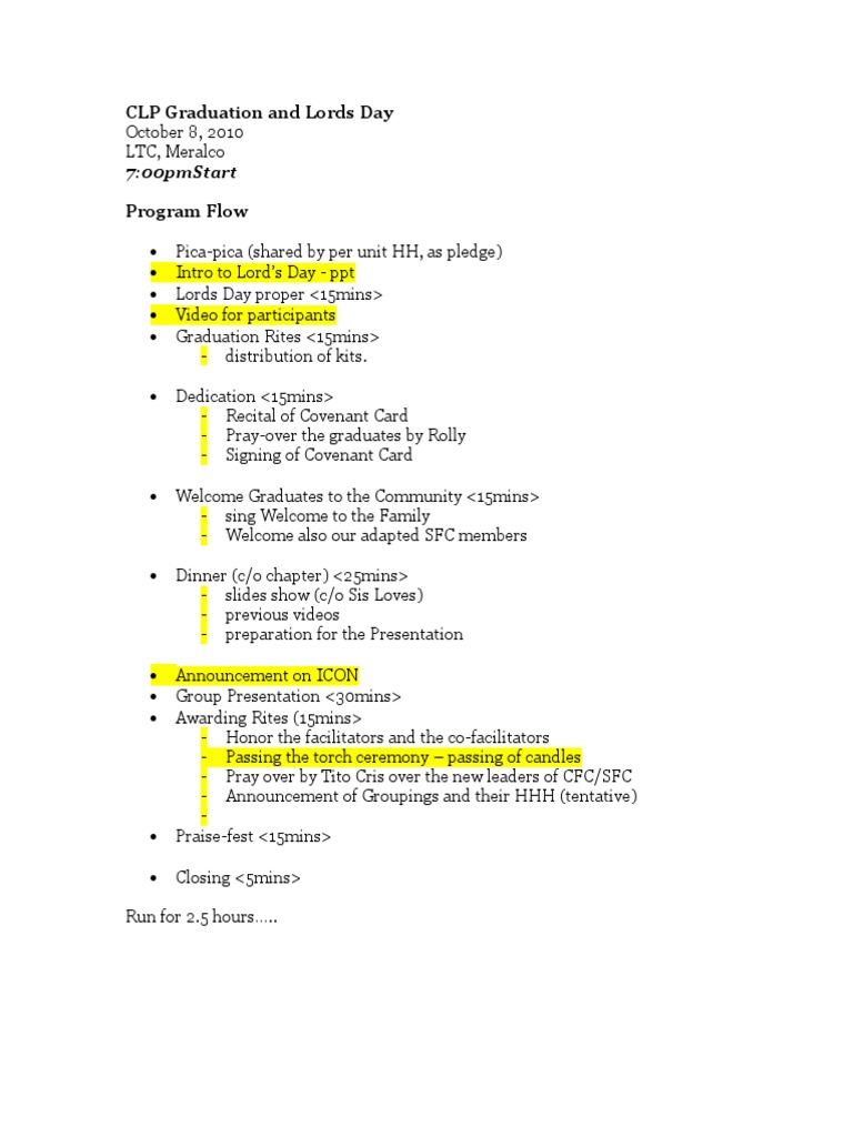 7:00pmstart: CLP Graduation and Lords Day | PDF