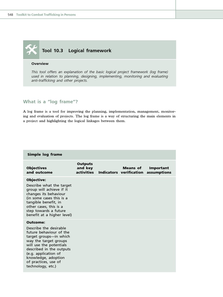 Log Framework Tool Template | PDF | Human Trafficking | Goal