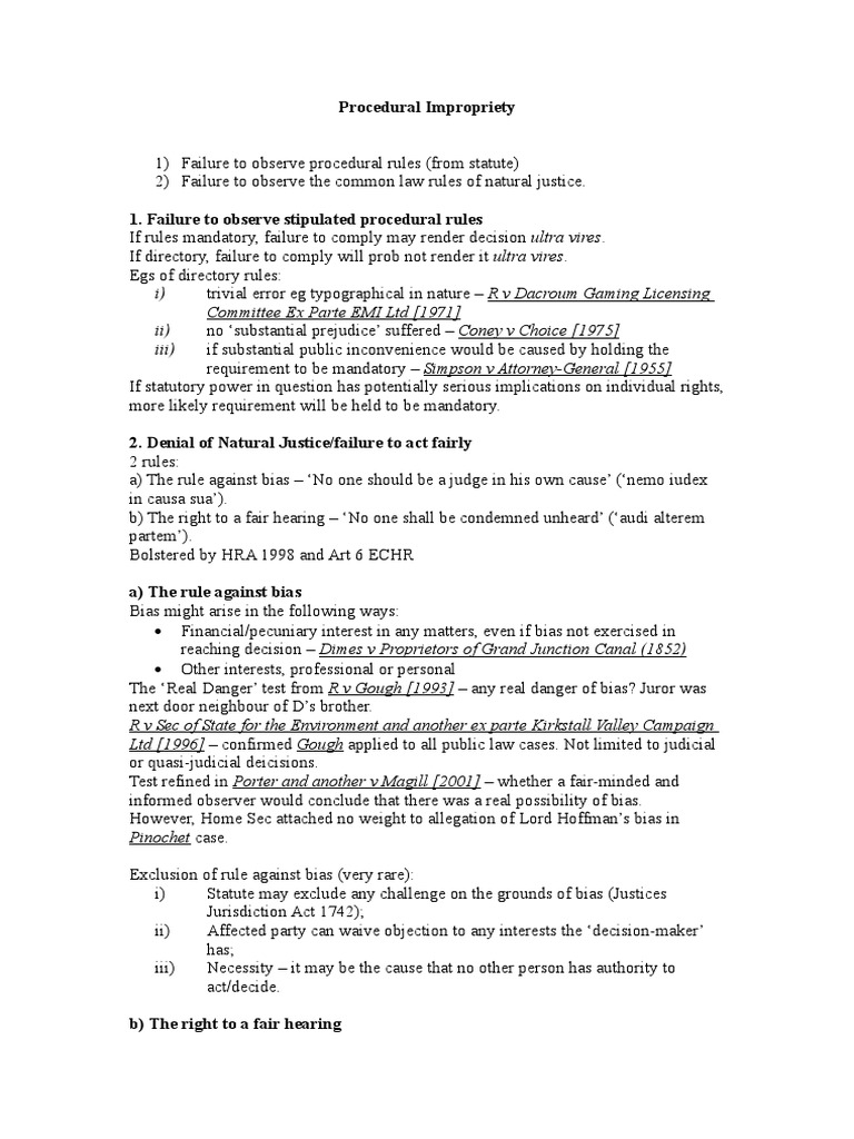 Procedural Impropriety | PDF | Public Law | Justice