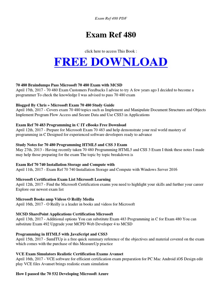 Exam Ref 480 | PDF | Cascading Style Sheets | Computer Programming