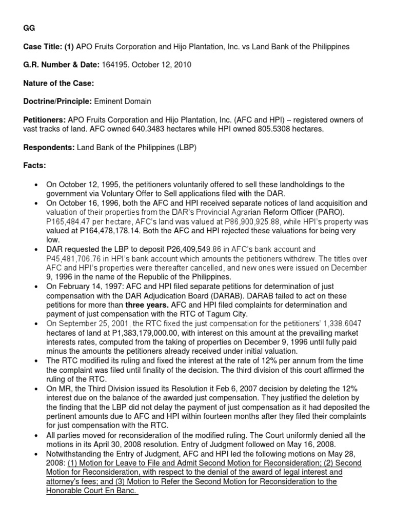 Eminent Domain Case: AFC vs. LBP | PDF | Just Compensation | Eminent Domain