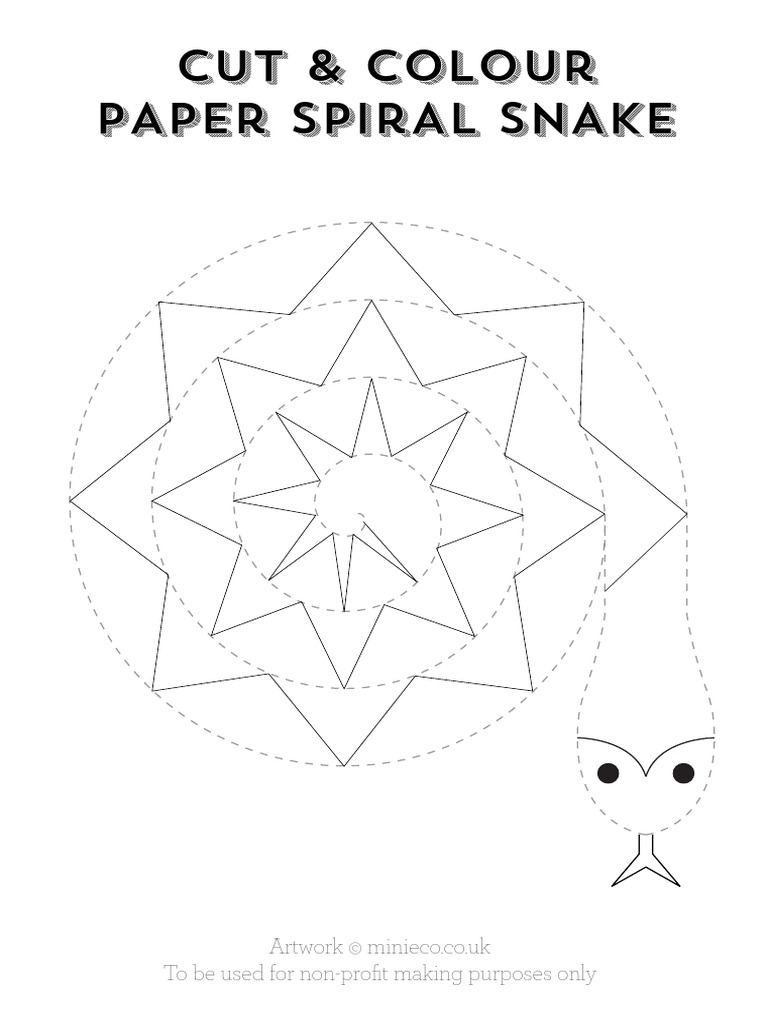 Cut & Colour Paper Spiral Snake: Artwork © Minieco - Co.Uk To Be Used ...