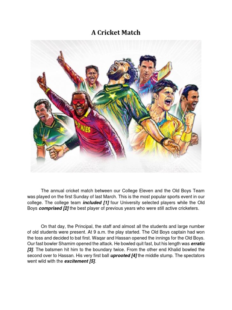 1 - A Cricket Match | PDF | Cricket | Bowling (Cricket)