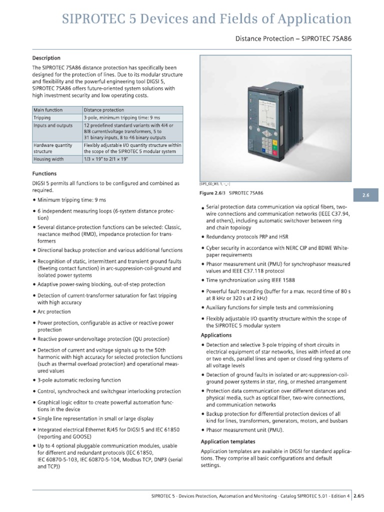 Catalogo Proteccion Celda SIPROTEC 5 7SA86 | PDF