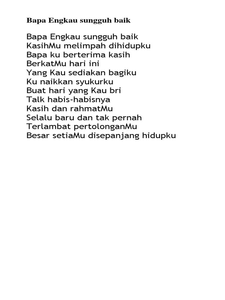 Bapa Engkau Sungguh Baik | PDF