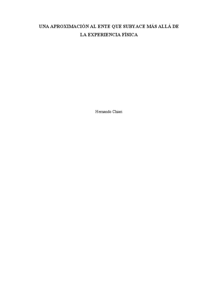 El Ente Que Subyace | PDF