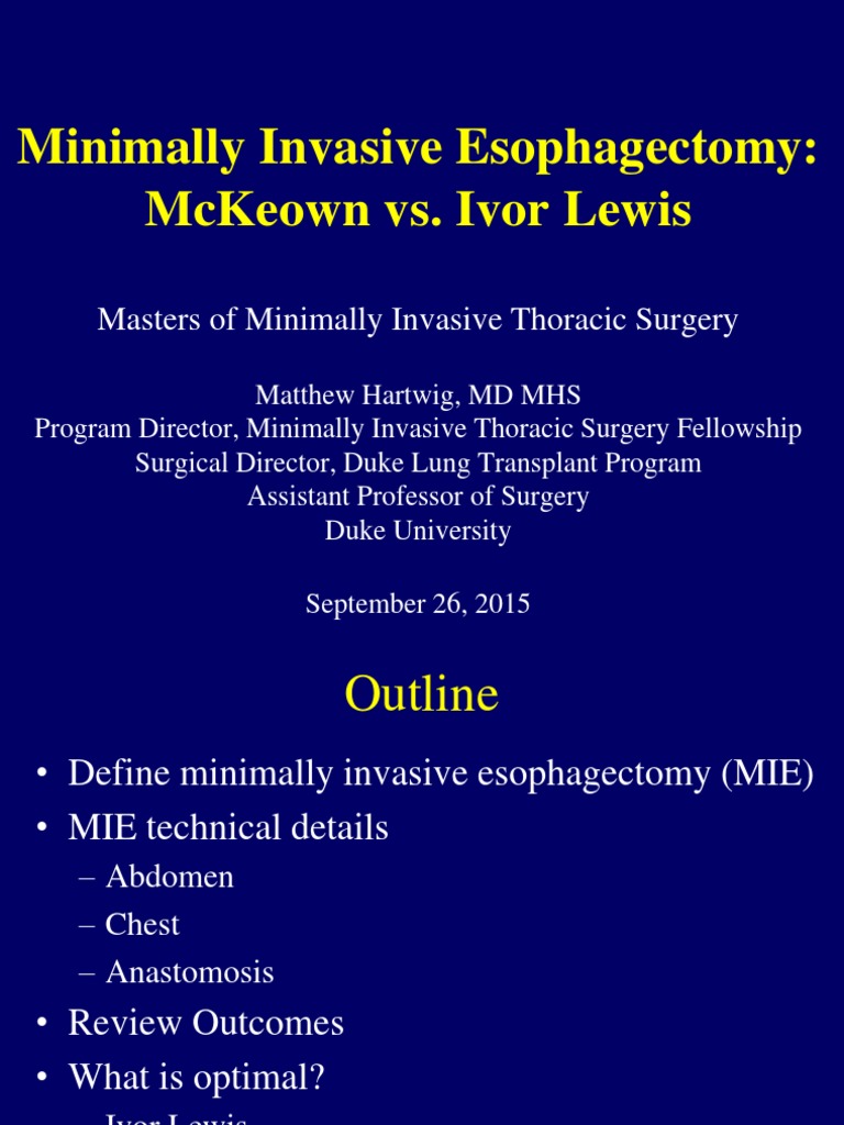 Minimally Invasive Esophagectomy Techniques | PDF | Thorax | Surgery