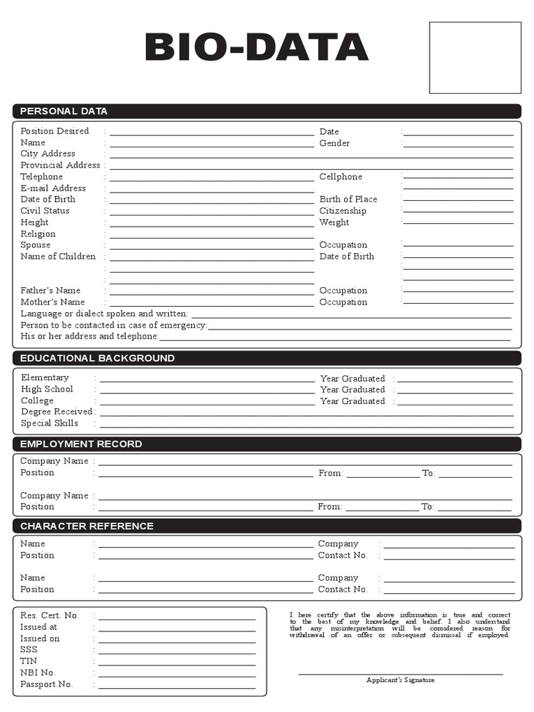 Bio Data PDF | PDF