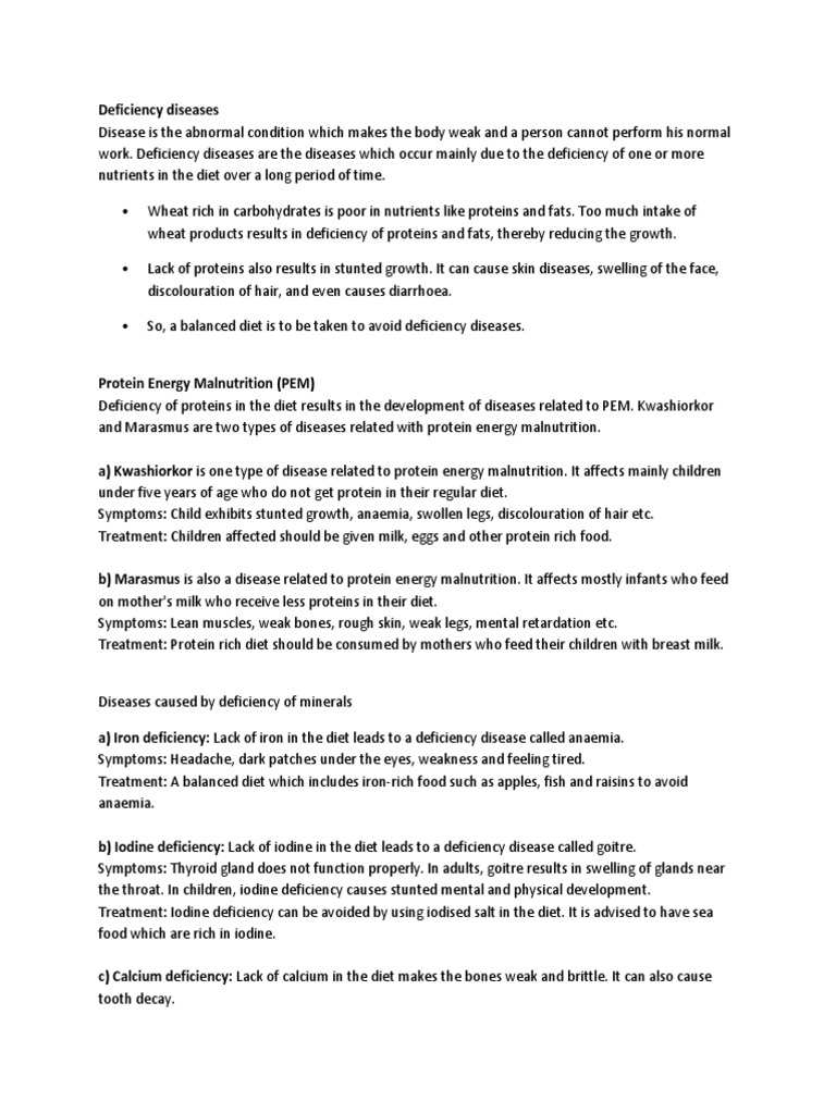 Deficiency Diseases | PDF | Malnutrition | Vitamin