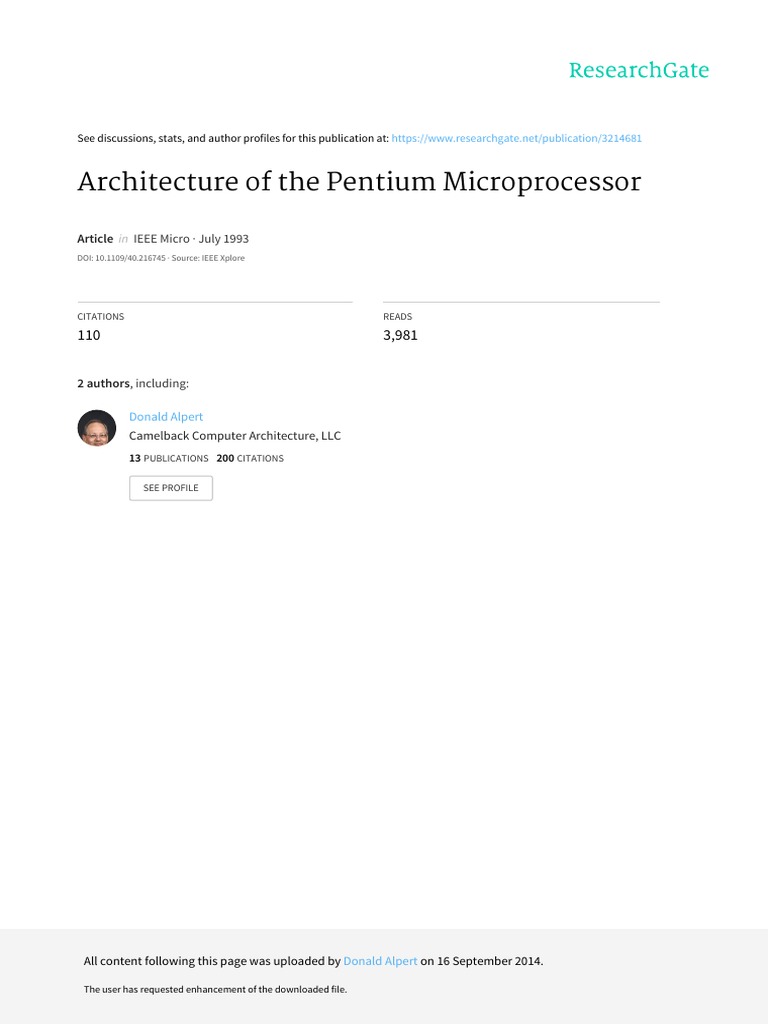 Architecture of The Pentium Microprocessor | PDF | Central Processing ...