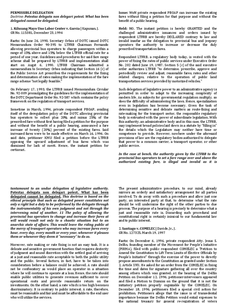 Rule Making or Quasi Legislative Powers Digests | PDF | Constitutional ...