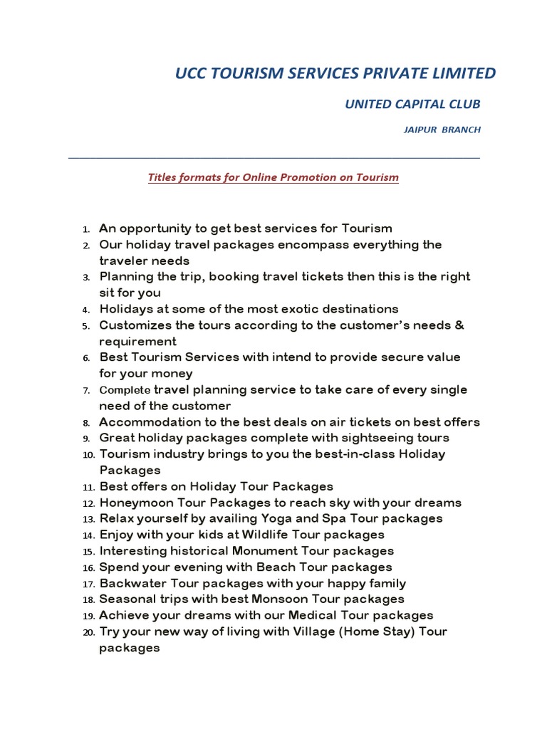 Titles of Tourism | PDF