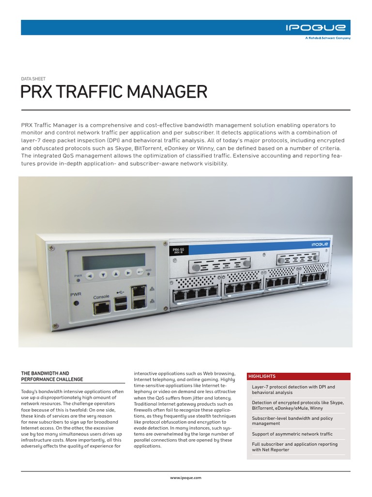 PRX Traffic Manager: Data Sheet | PDF | Quality Of Service | Computer ...