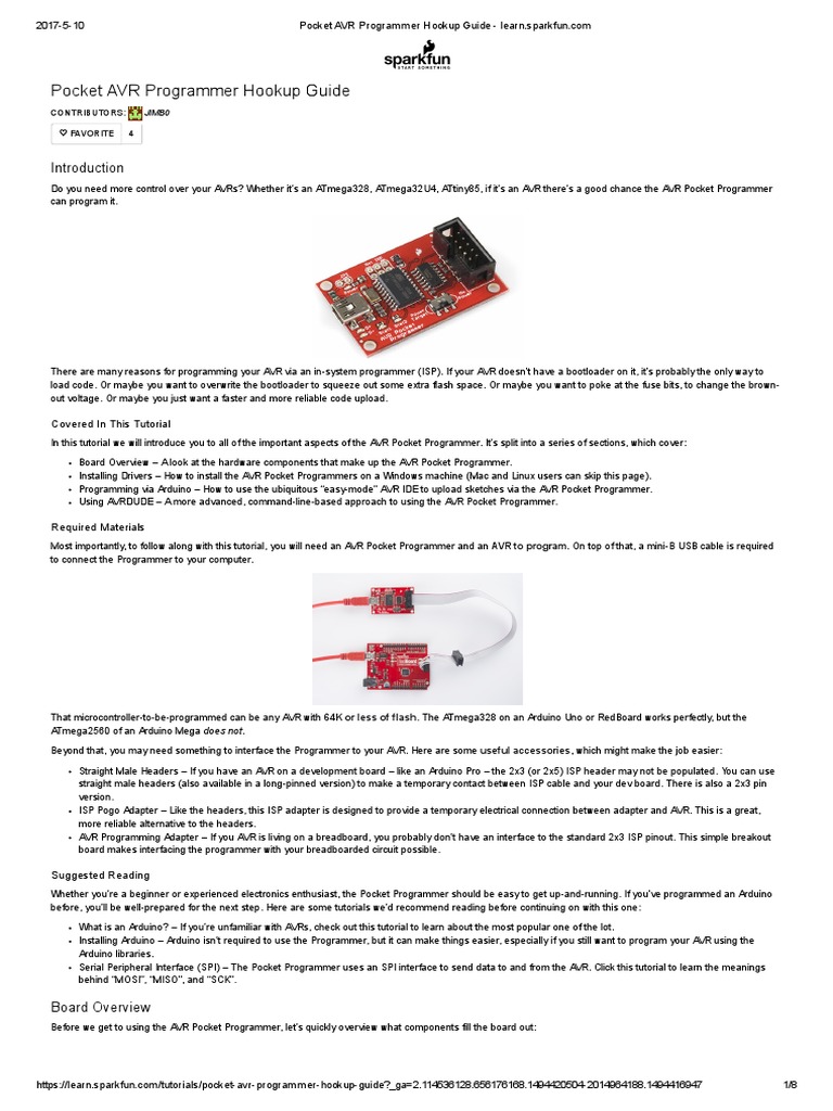 Pocket AVR Programmer Hookup Guide | PDF | Arduino | Electrical Connector