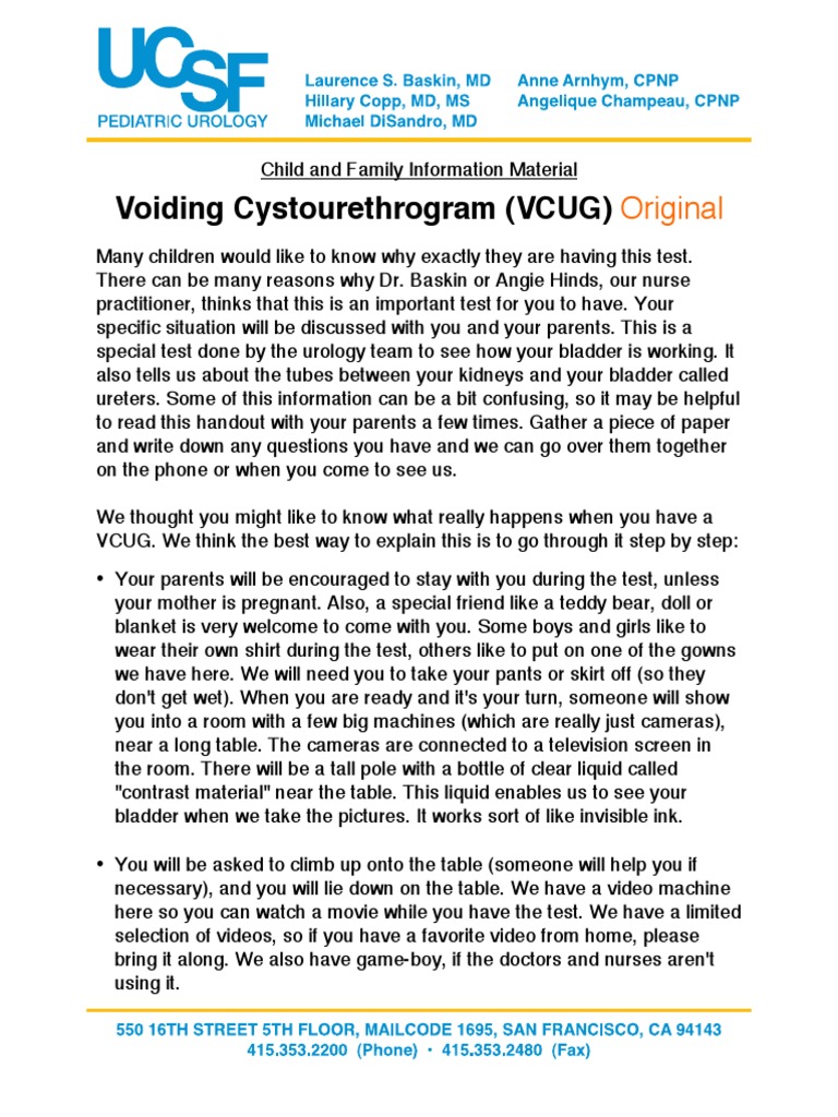 Voiding Cystourethrogram Vcug Original 080615 6 | PDF | Leisure