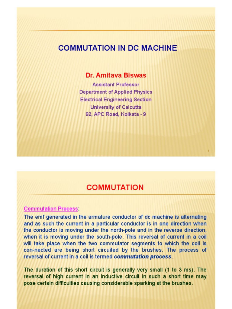 Commutation in DC Machines | PDF | Inductor | Electric Current