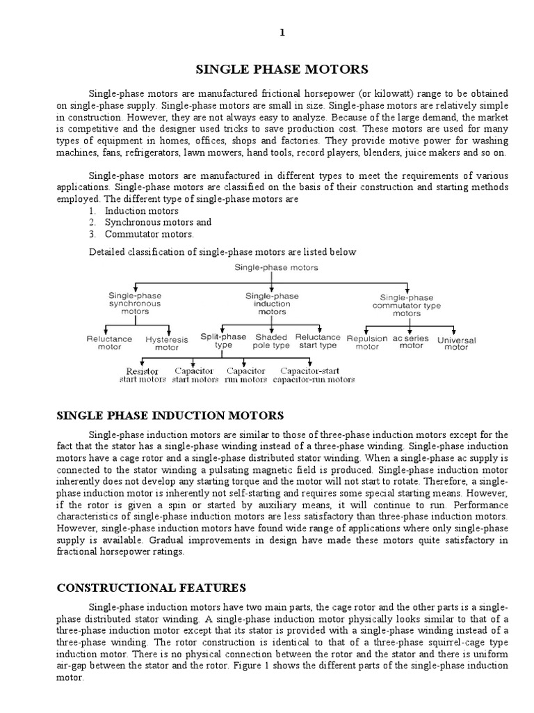 Single Phase Induction Motors PDF | PDF | Electrodynamics ...