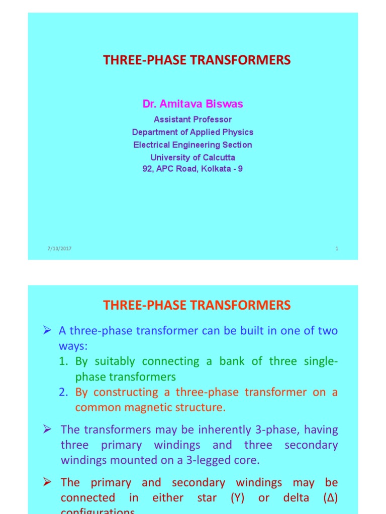 Three-Phase Transformers Guide | PDF | Transformer | Power (Physics)