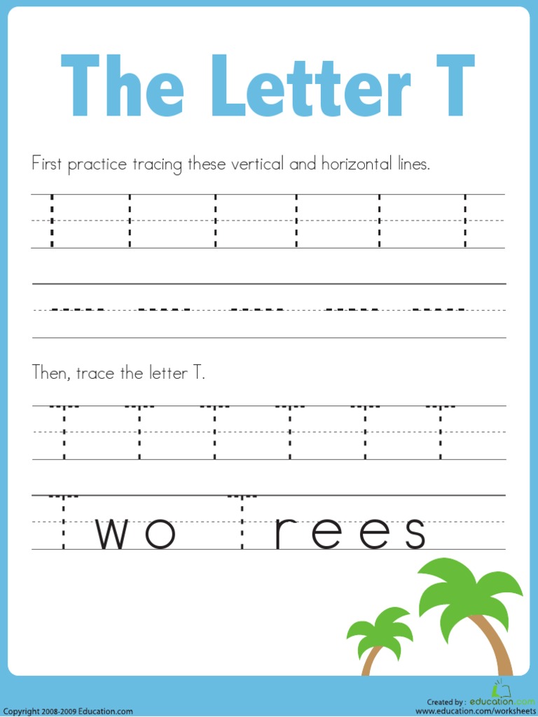 Tracing the Letter T for Kids | PDF | Teaching Methods & Materials