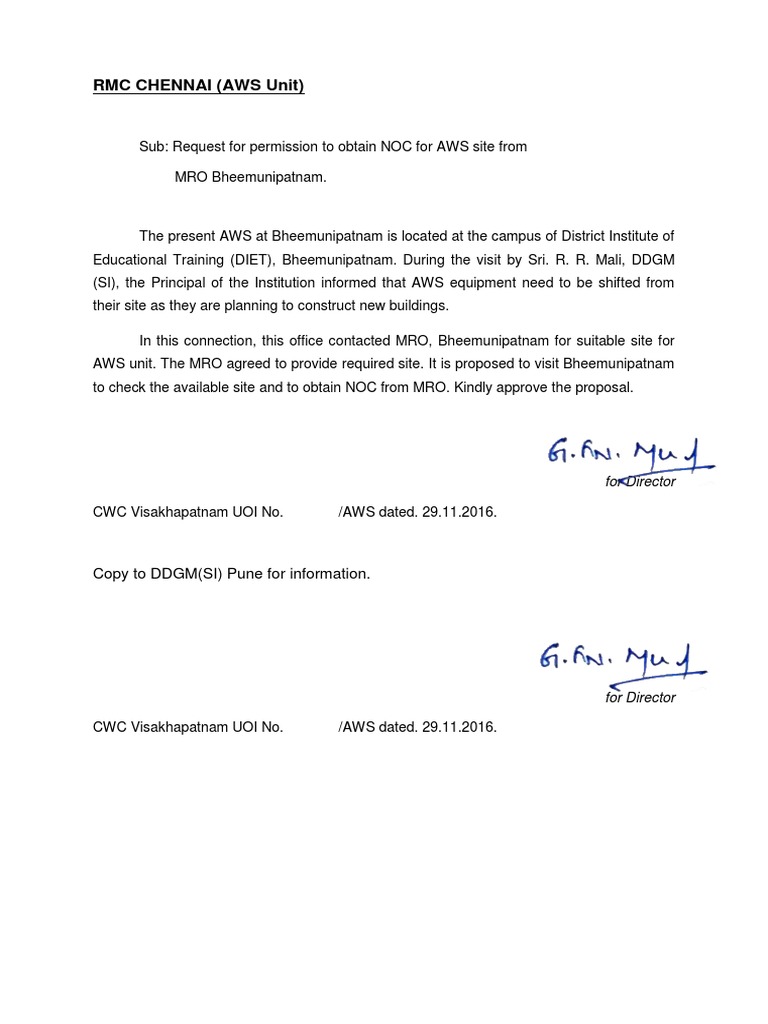 RMC Chennai (Aws Unit) : Copy To DDGM (SI) Pune For Information | PDF
