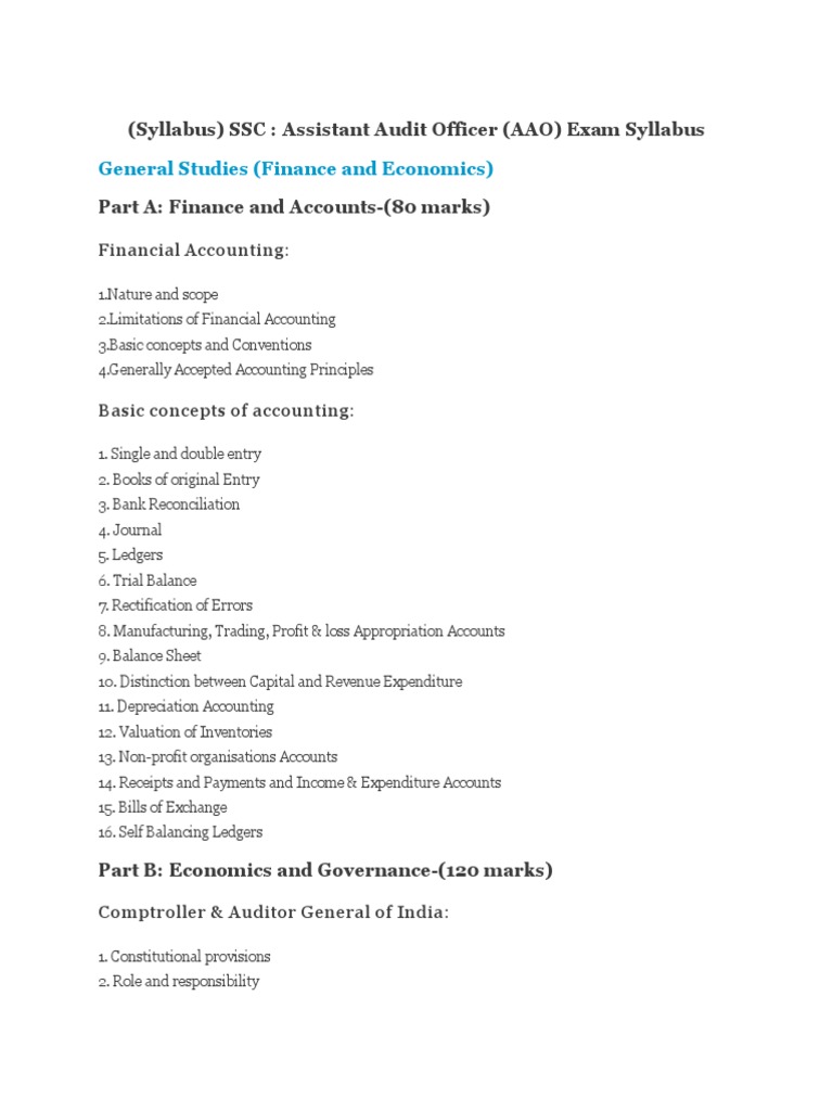 General Studies (Finance and Economics) : (Syllabus) SSC: Assistant ...
