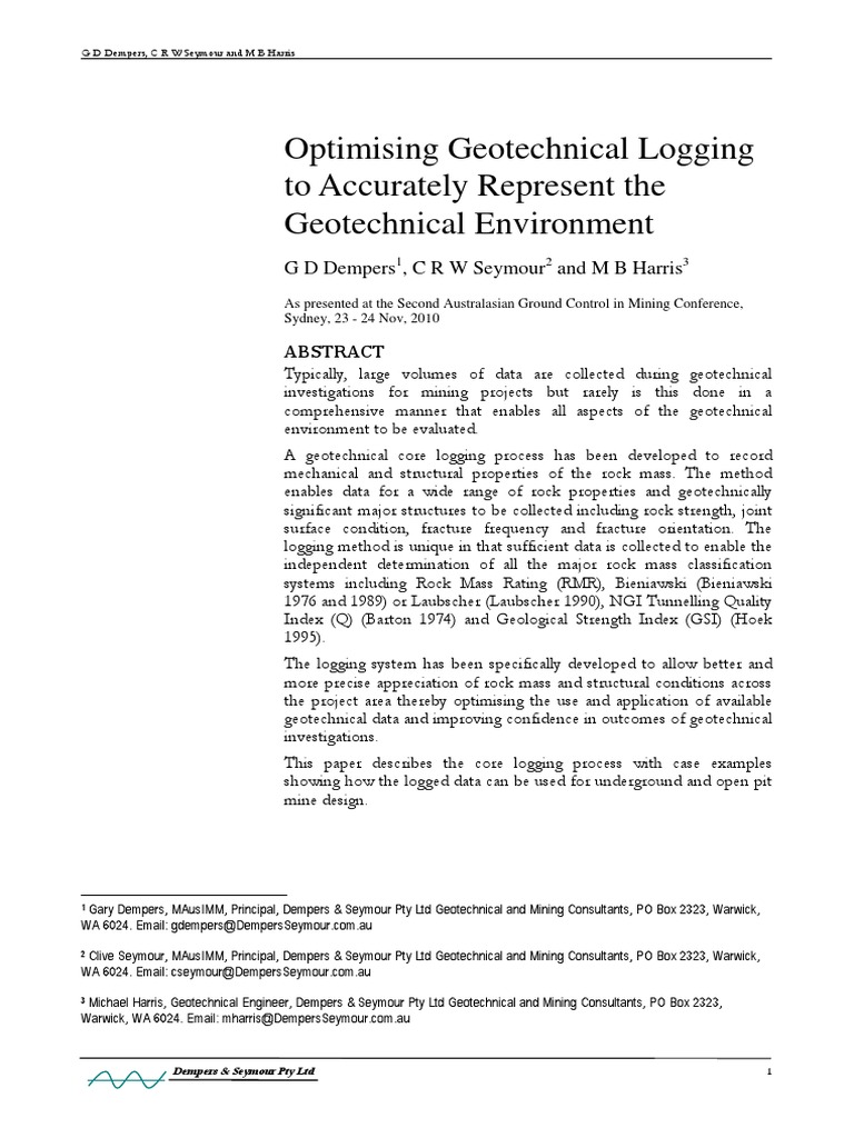 Optimising Geotechnical Logging | Download Free PDF | Geotechnical ...