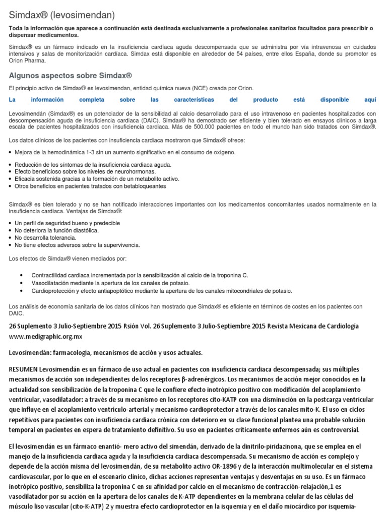 Simdax | PDF | Insuficiencia cardíaca | Septicemia